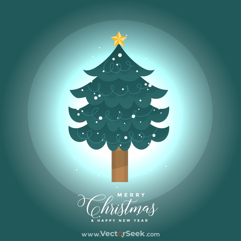 Realistic christmas tree concept with neon background - (.Ai .PNG .SVG ...