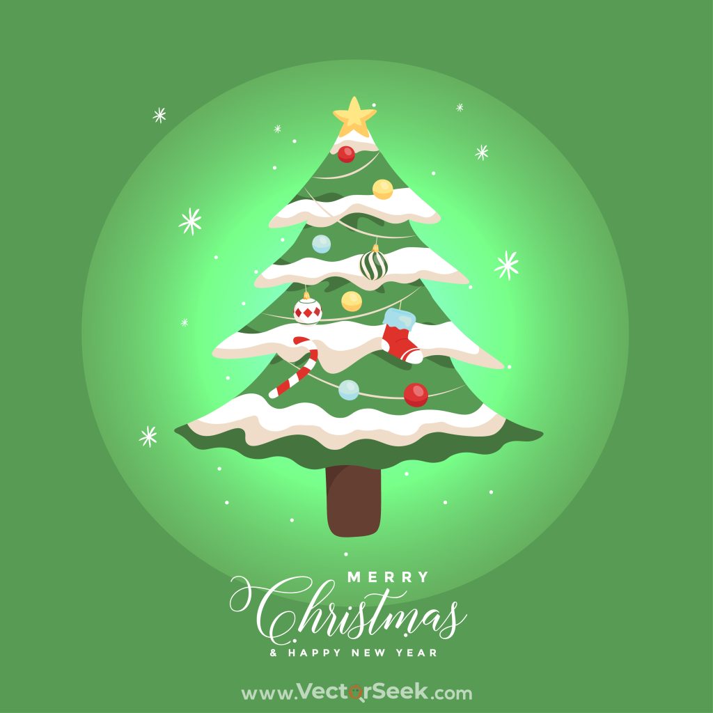 Realistic christmas tree concept with neon background - (.Ai .PNG .SVG ...