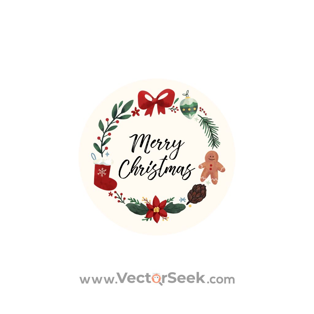 Round Christmas gift tag - (.Ai .PNG .SVG .EPS Free Download)