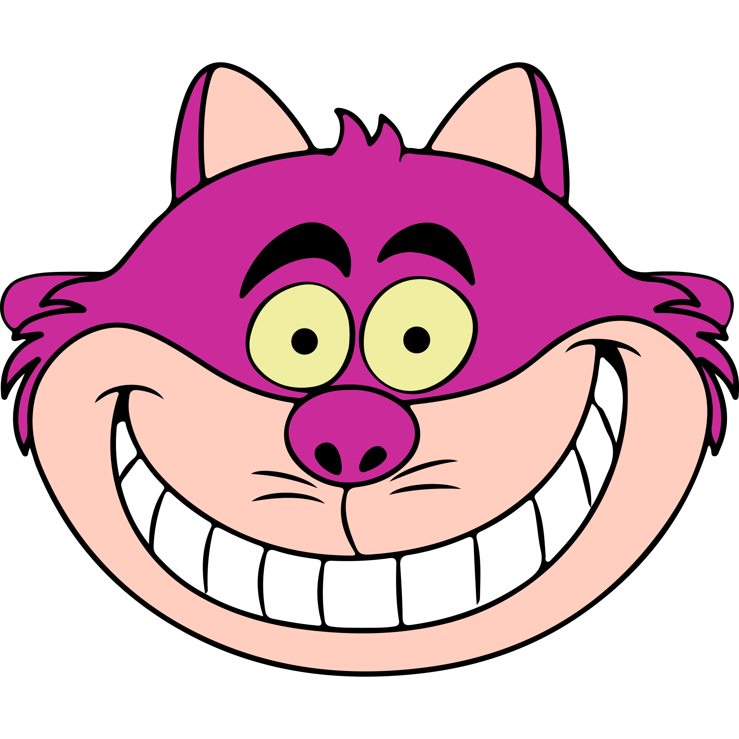 Alice in Wonderland Cheshire Cat Smiling Face Logo PNG, SVG, AI Vector ...