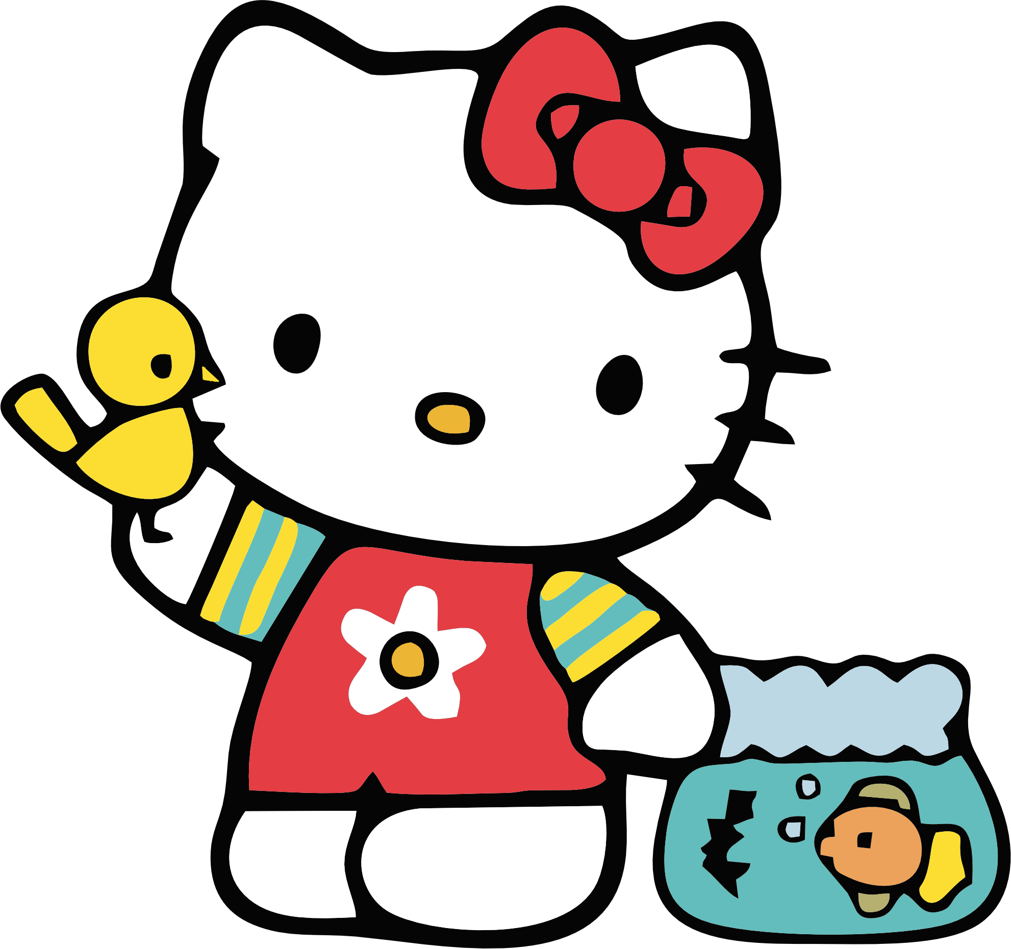 Hello kitty bird and fish Logo PNG, SVG, AI Vector – Free Download