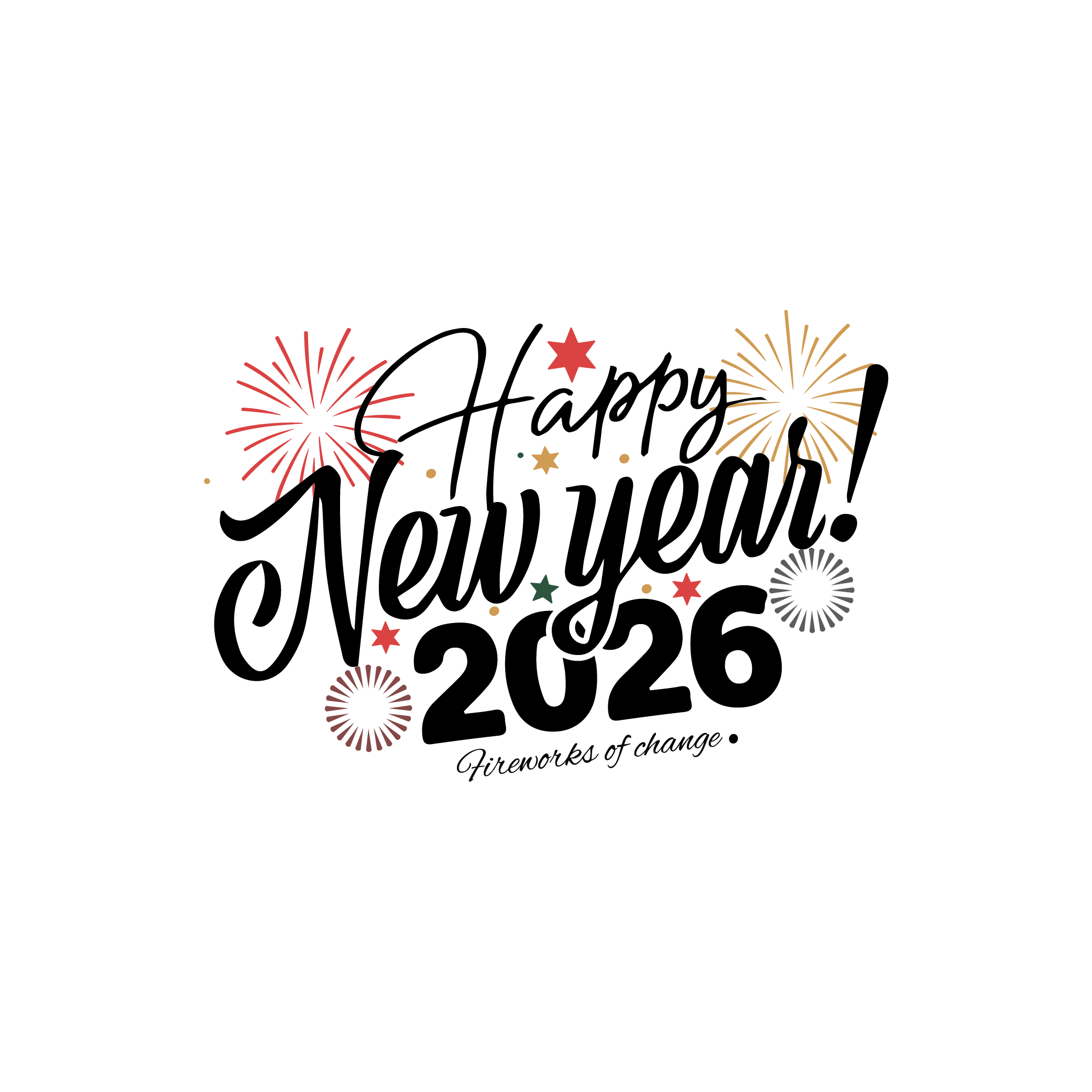 Happy New Year Fireworks of Change 2026 Template Logo PNG, SVG, AI ...