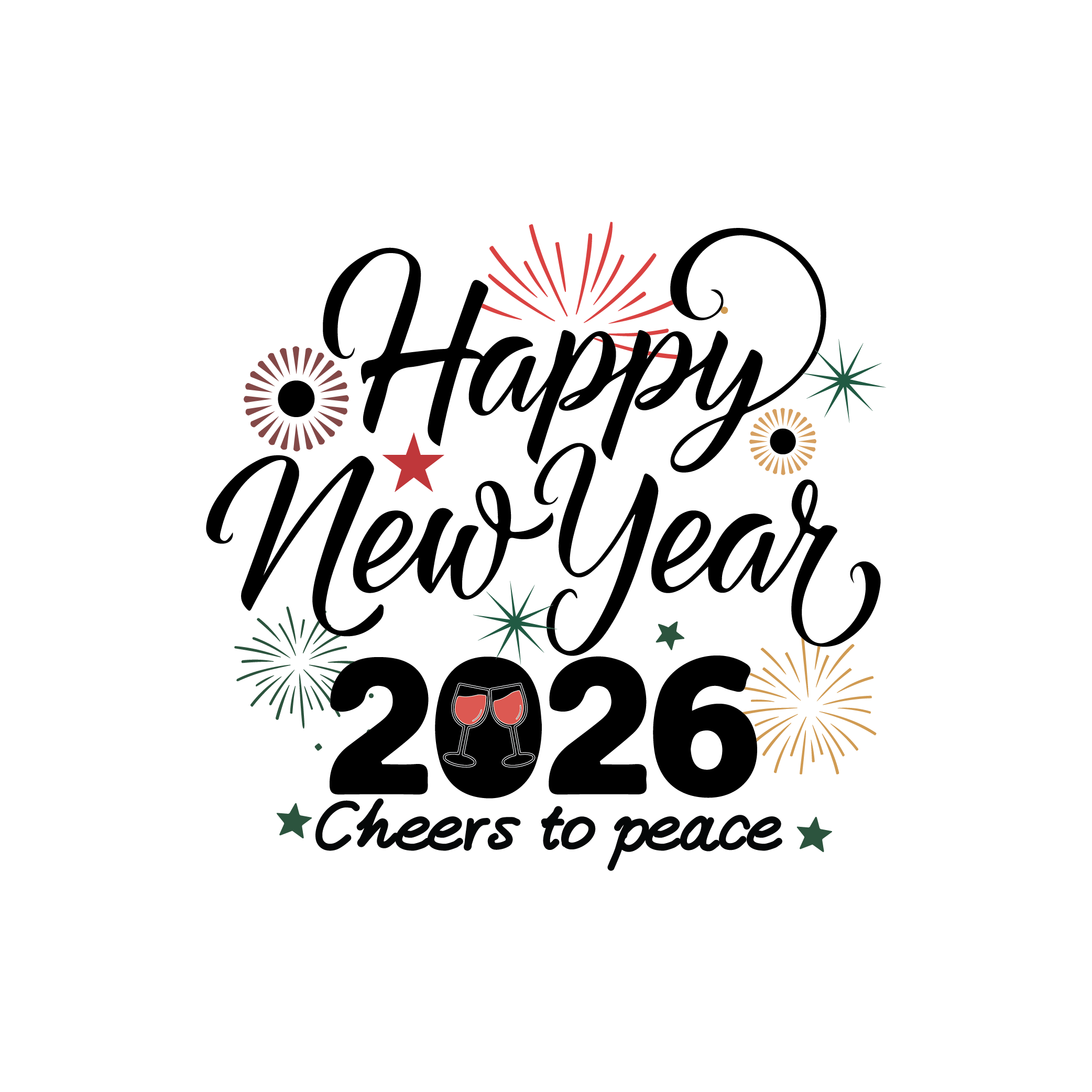 Happy New Year Cheers To Peace 2026 Template Logo PNG, SVG, AI Vector ...