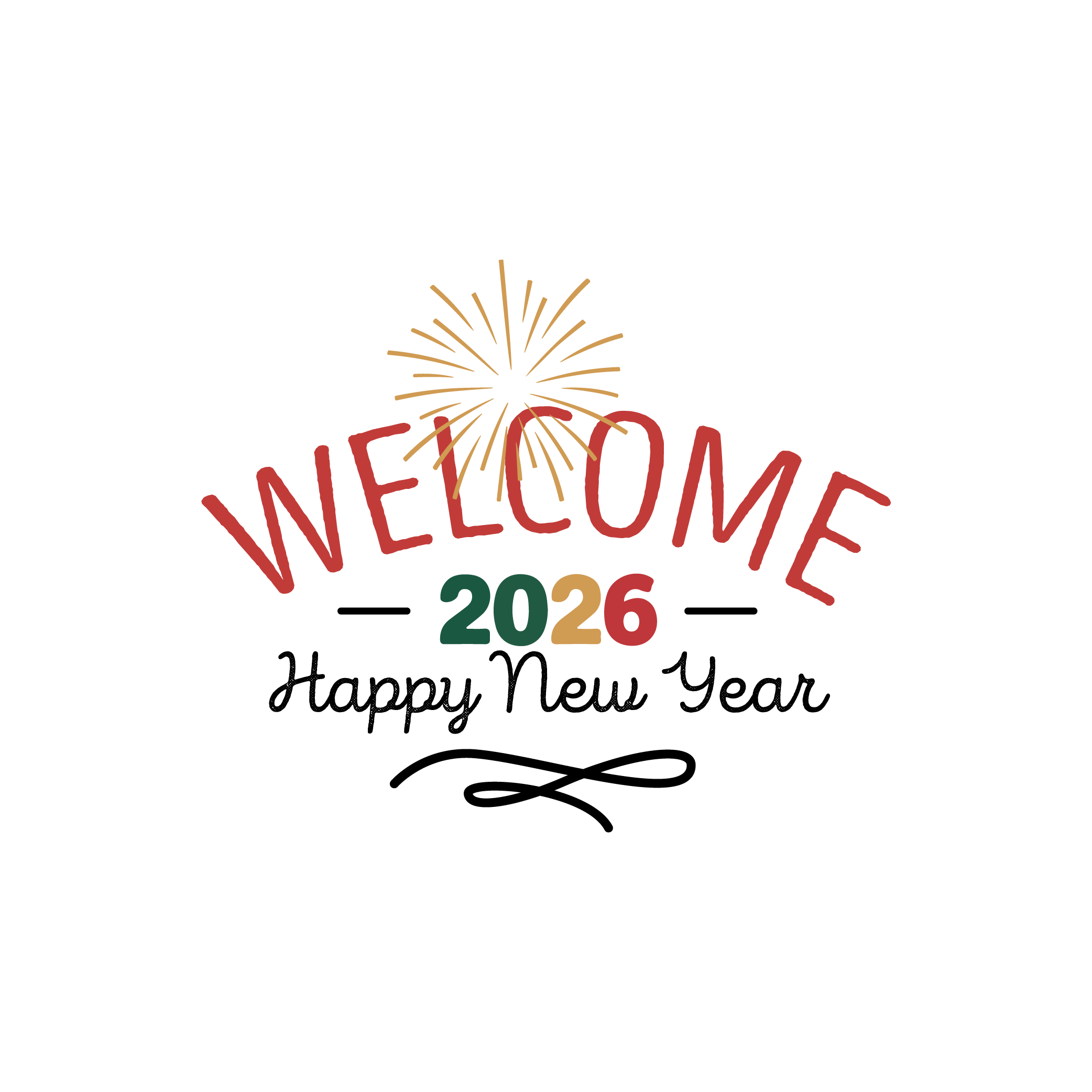 Welcome Happy New Year 2026 Template Logo PNG, SVG, AI Vector – Free ...