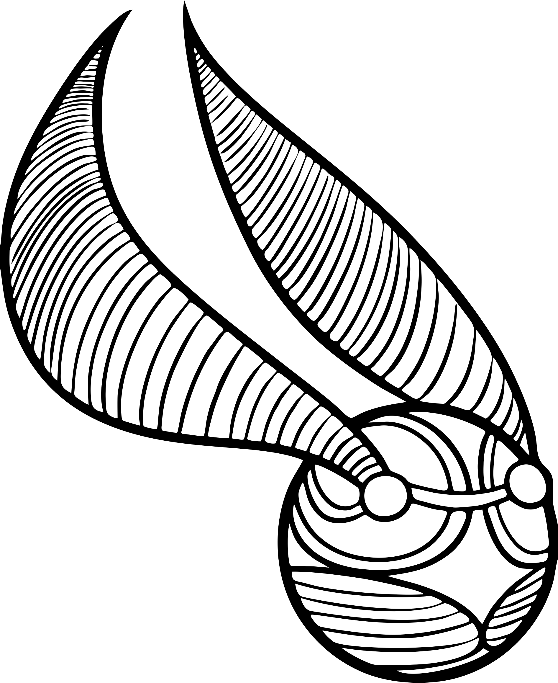 Harry Potter Snitch Wings Silhouette Template Logo PNG, SVG, AI Vector ...