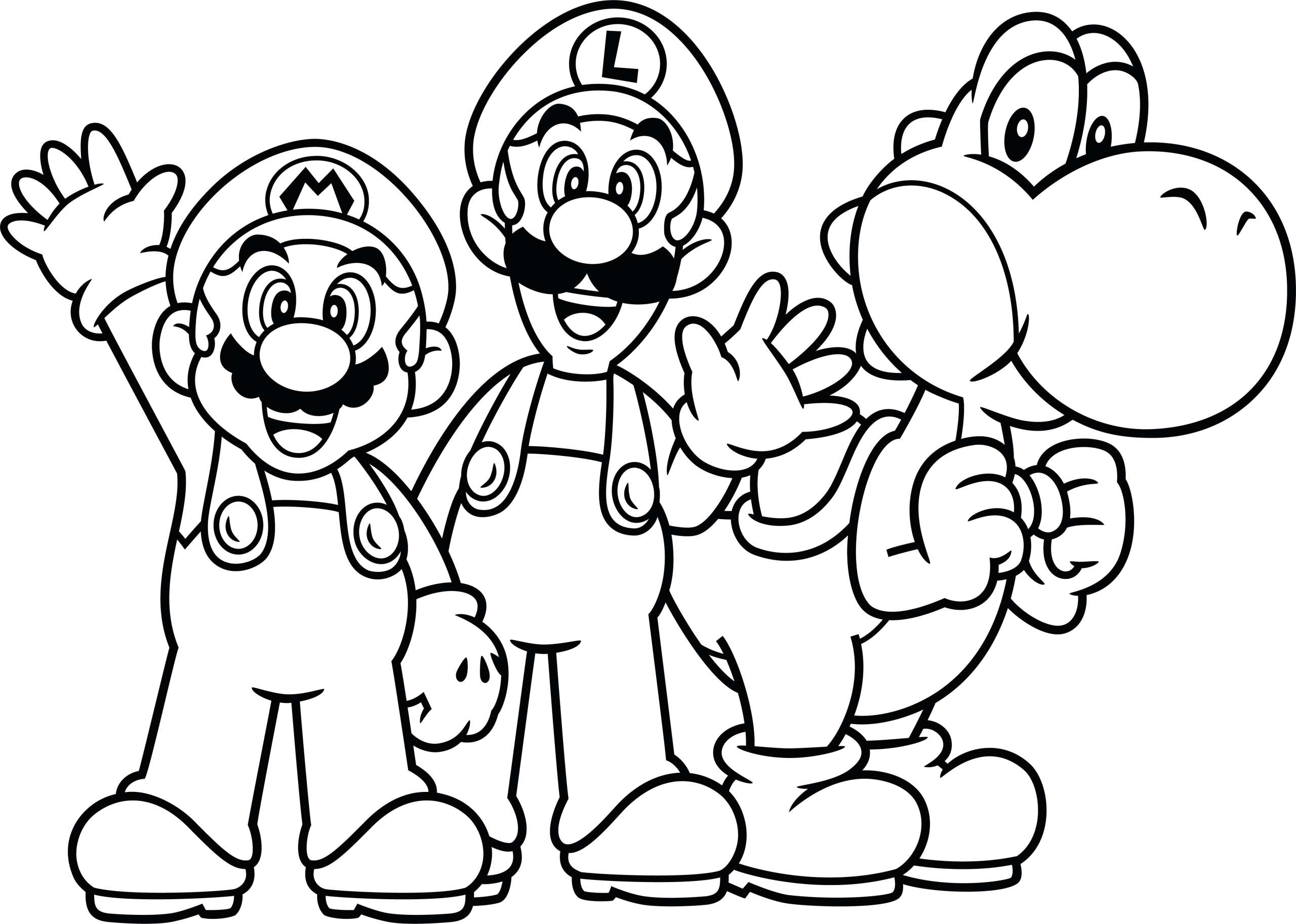 Super Mario, Luigi, and Yoshi Outline Logo PNG, SVG, AI Vector – Free ...
