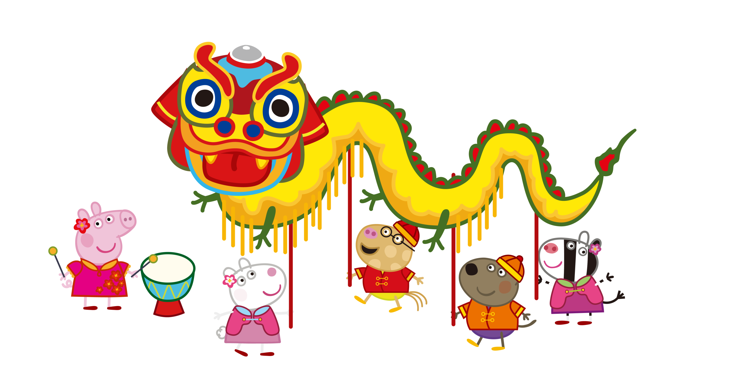 Peppa Pig celebrating Chinese New Year dragon dance Logo PNG, SVG, AI ...