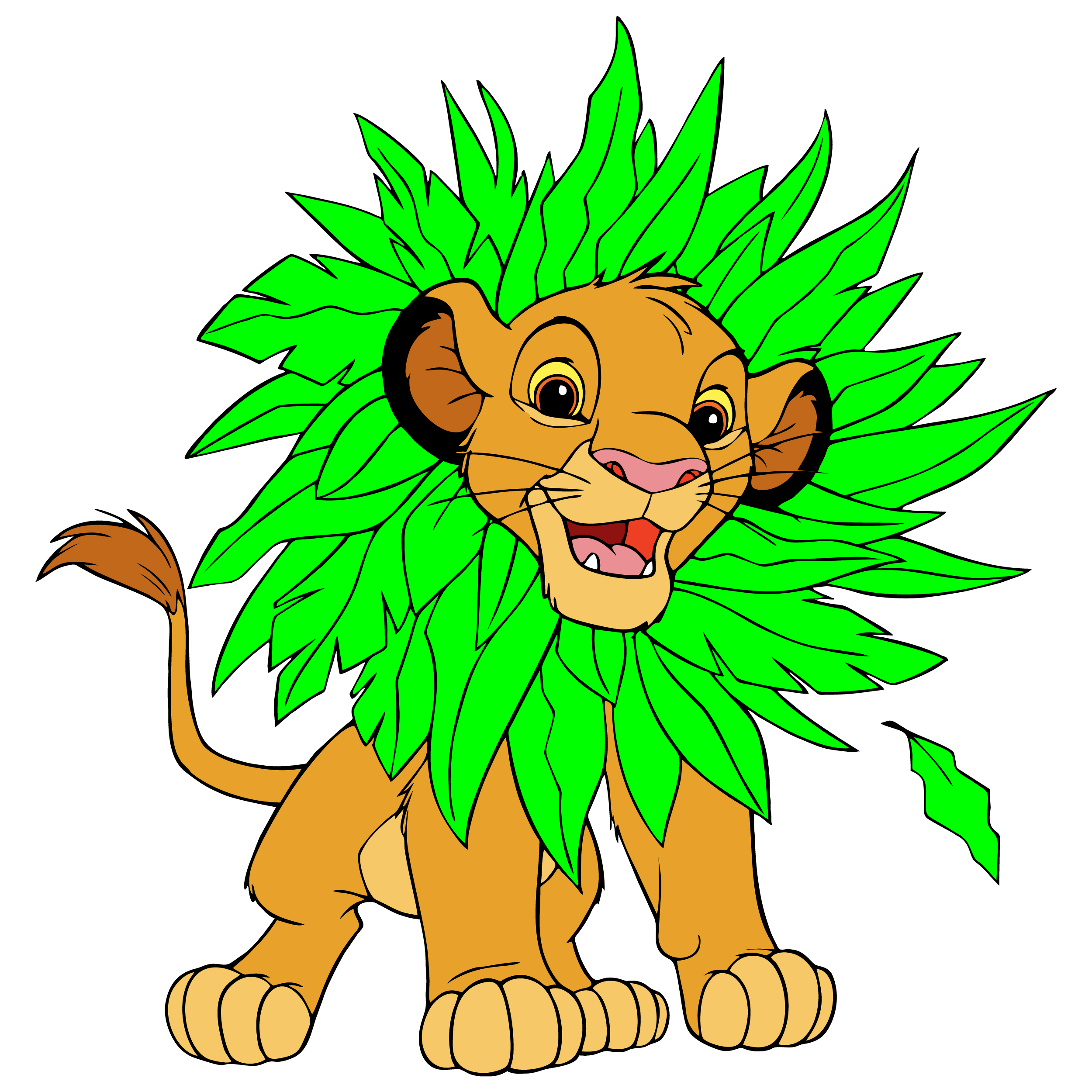 Lion King Simba Wearing Green Leaves Logo PNG, SVG, AI Vector – Free ...