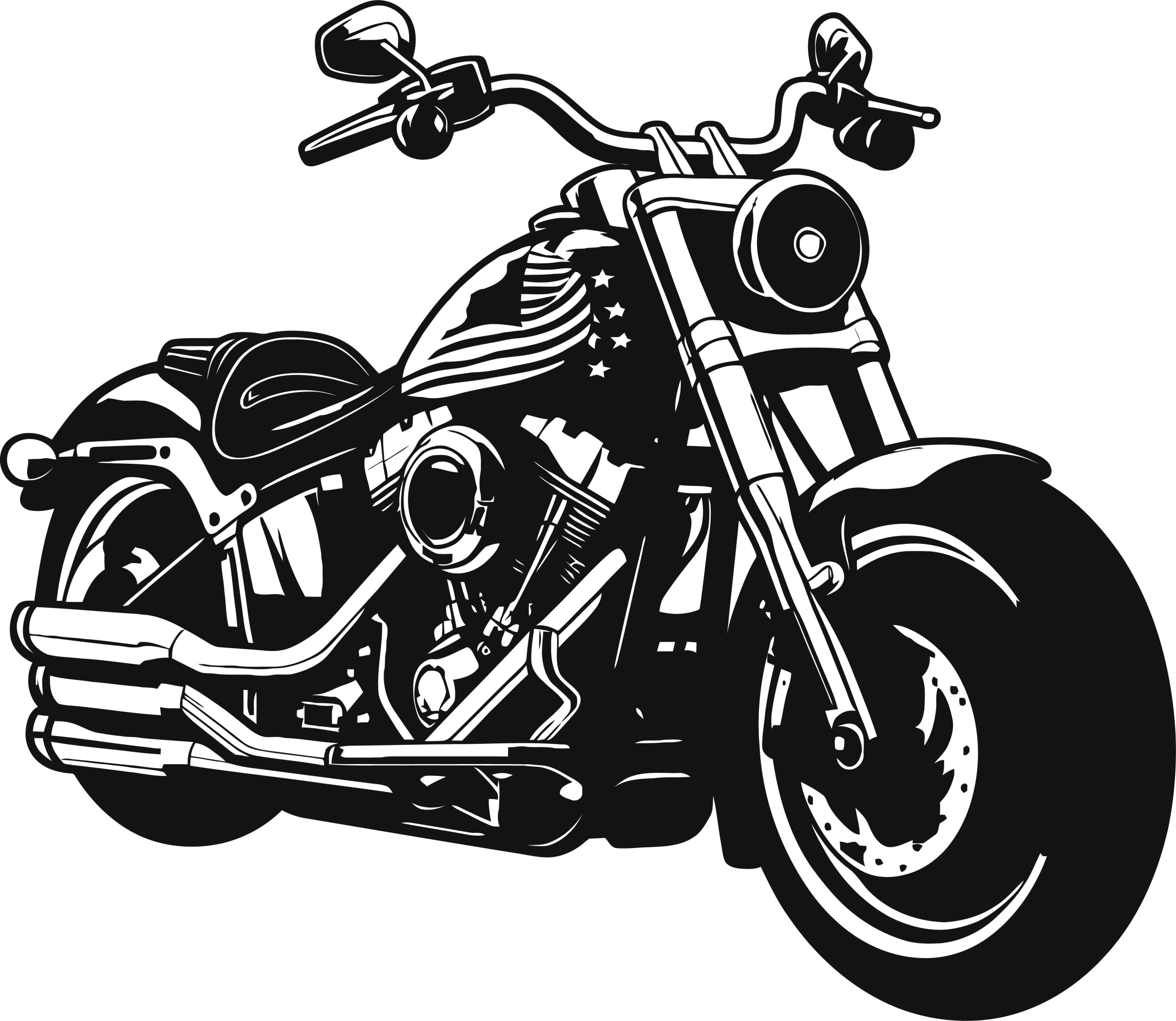 Harley Davidson Chopper Style Bike Silhouette Logo PNG, SVG, AI Vector ...