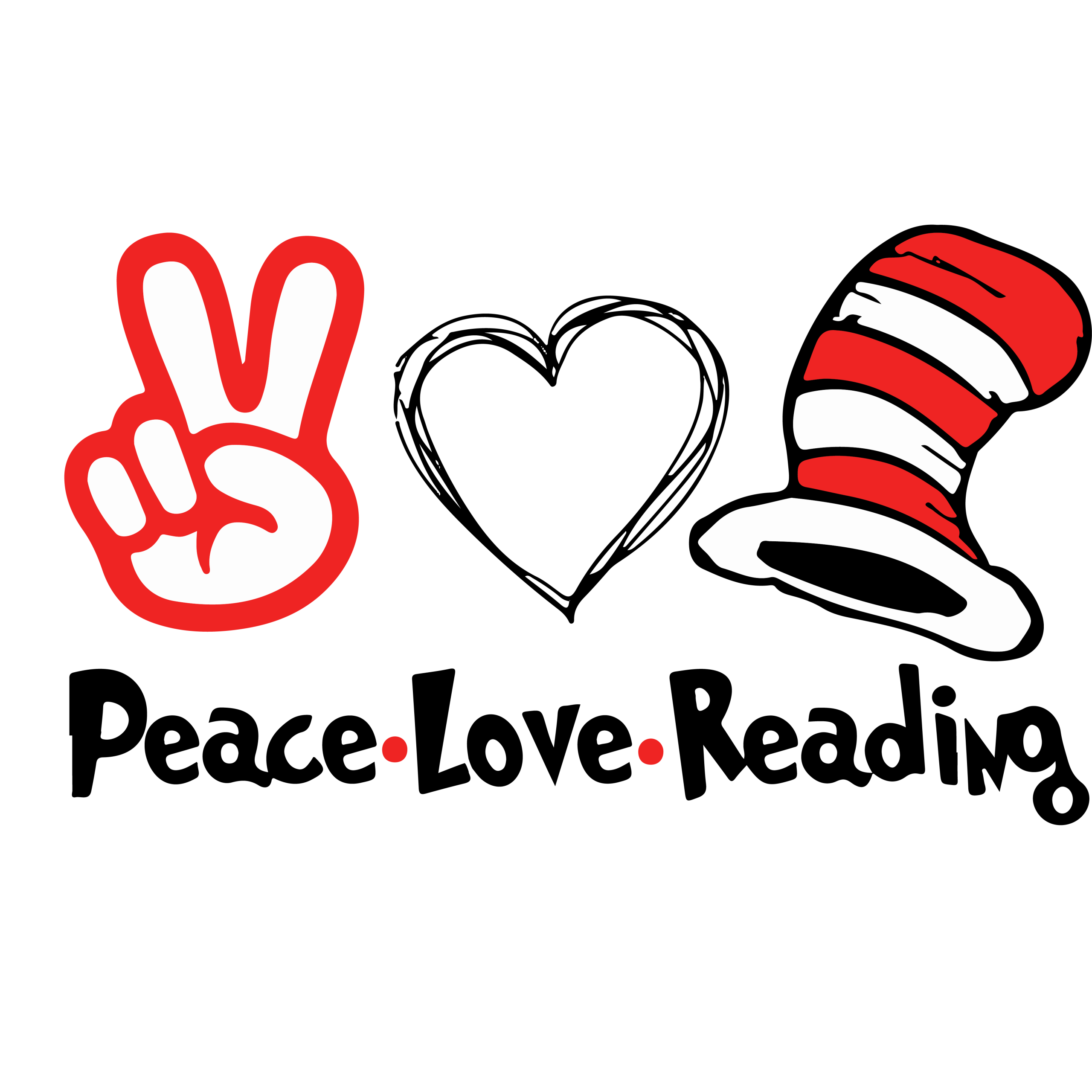 Dr Seuss Cat In Tha Hat Love Reading Text Logo PNG, SVG, AI Vector ...